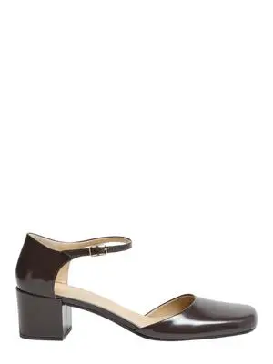 THE ROW Penelope Ankle Strap Pumps In Leather - Black