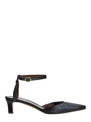 THE ROW Carla 45 Suede Sandals With Buckled Ankle Strap - Black