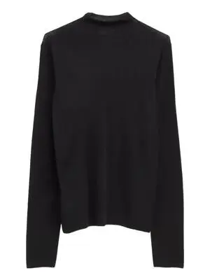THE ROW Long Sleeve Crewneck Top - Black