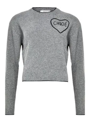 Chloé Embroidered Heart Logo Sweater - Gray