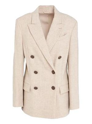 Brunello Cucinelli Blazer Size Virgin Wool, Cashmere, Ecobrass - Beige