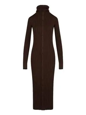 Bottega Veneta Knitted Breasted Dress - Brown