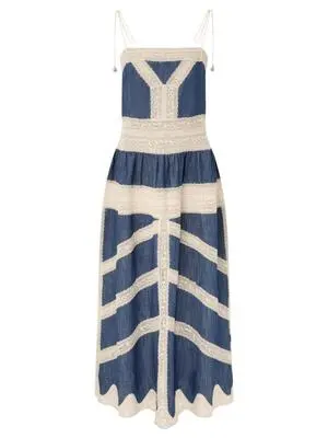 Zimmermann Awaken Denim Dress With Lace Details - Blue