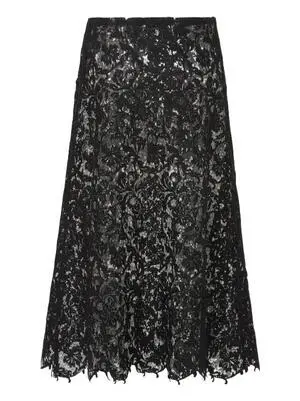 Fendi Macrame Lace A-line Skirt - Black