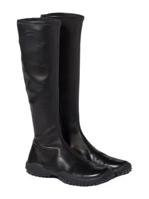 Miu Miu Stretch Nappa Leather Logo Boots - Black
