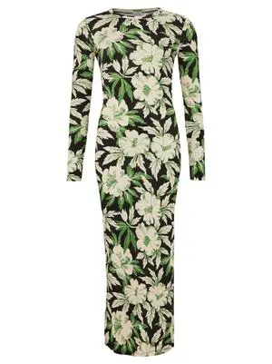 Loewe Long-sleeved Floral Print Maxi Dress - Nude