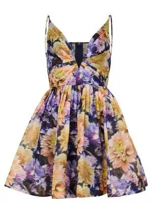 Zimmermann Luna V-neck Mini Dress Nude