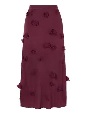 Simkhai 3d Floral Appliqué Knitted Midi Skirt - No