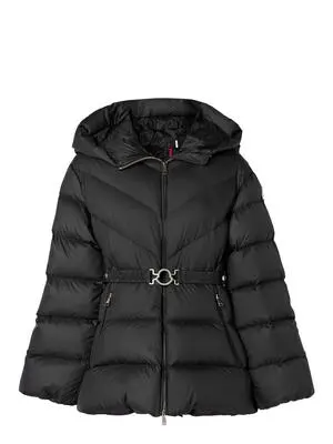 Moncler Quilted Jacket With Belt - Black