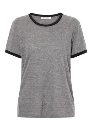 NILI LOTAN Contrast Trim Crew Neck Short-sleeve T-shirt - Gray