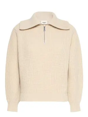 Max Mara Wool Zip-up Roll Neck Jumper - Ice