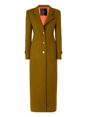 Pinko Long Coat In Wool-blend Cloth - Green