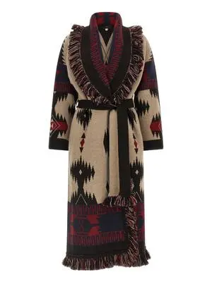 Alanui Icon Fringed Jacquard Long Coat - Multi-color