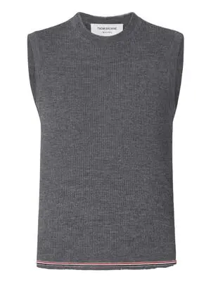 Thom Browne Thom Browne Sleeveless Ribbed Crewneck Top With RWB Tipping Medium Gray