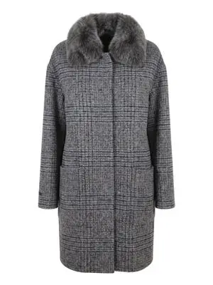 MANZONI 24 Checked Long Sleeve Coat - Anthracite