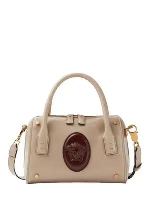 Versace Roomy Small Leather Boston Bag - Light Brown