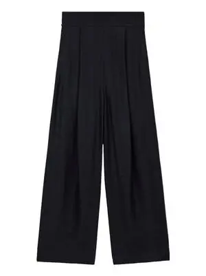 Emporio Armani Pleated Wide-leg Trousers - Black