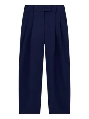 Giorgio Armani Trousers Wide-leg With Double Pleats In Silk Crepe Cady - Blue