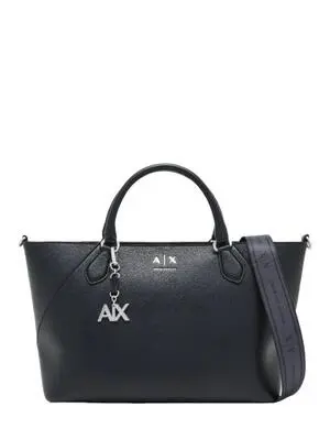 Armani Exchange Logo-charm Grained Shopping Tote Bag - Black