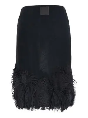 SEMICOUTURE Semi Couture Feather-Trim Tech Skirt Black