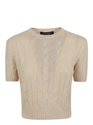 Ralph Lauren Short Sleeve Cable Knit Top - Nude