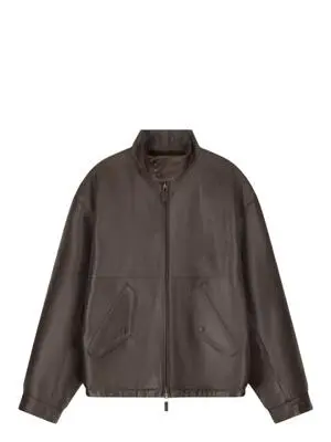 Emporio Armani Reversible Blouson Jacket In Nappa Leather And Faux Fur - Brown