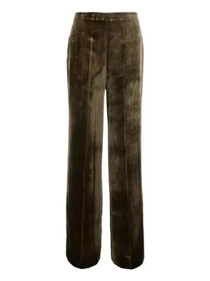 P.a.r.o.s.h Wide-leg Velvet Trousers - Brown