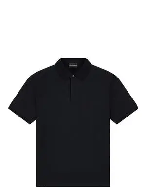 Emporio Armani Jacquard Jersey Polo - Black
