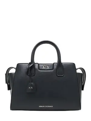 Armani Exchange Coated Fabric Tote Bag With Metal Hardware - Black