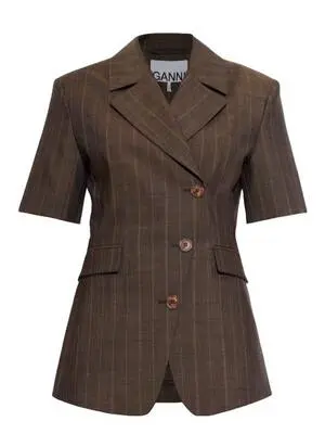 GANNI Short-sleeved Blazer - Brown