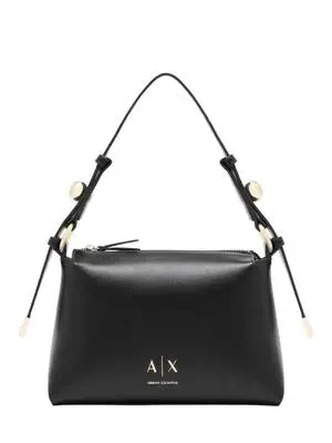 Armani Exchange Shoulder Bag In Coated Fabric - Black