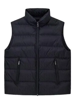 Armani Exchange Sleeveless Padded Jacquard Nylon Gilet - Black