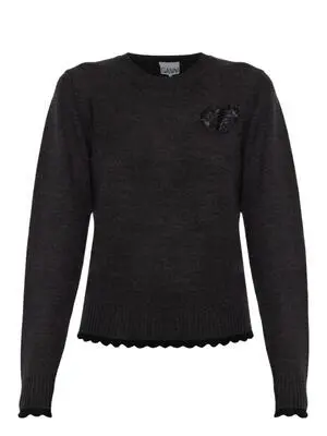GANNI Ganni Long-Sleeved Sweater With Ribbed Neckline Grey