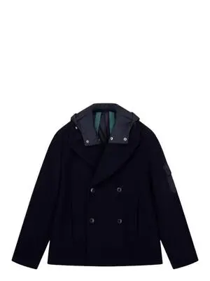 Armani Exchange Blouson Jacket In Virgin Wool Blend - Navy Blue