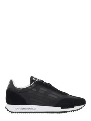 EA7 Lace-up Panelled Casual Sneakers - Black