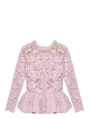 SELF-PORTRAIT Lace Peplum Top - Pink