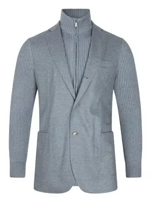 Eleventy Ribbed Insert Knit Blazer - Medium Gray