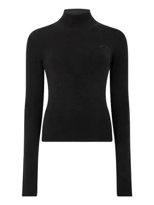 GANNI Ganni Fitted High-Neck Knitted Sweater