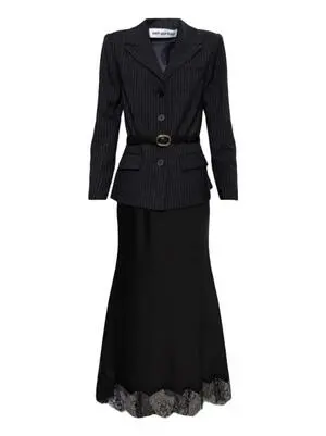 SELF-PORTRAIT Tailored Blazer Satin Midi Dress - Grey
