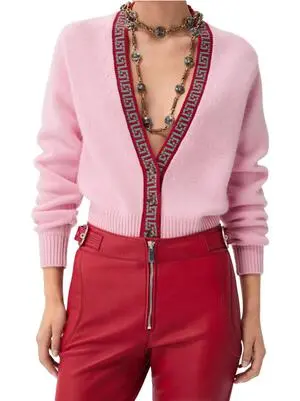 Versace Wool Cashmere Knit Cardigan - Pink