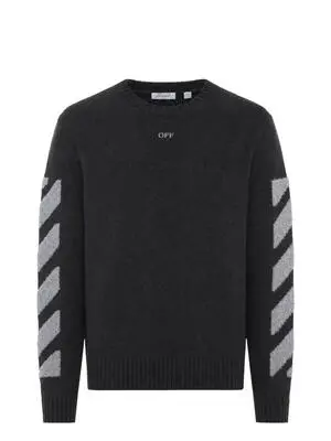 Off-White Diagonals Fuzzy Knit Sweater - Black