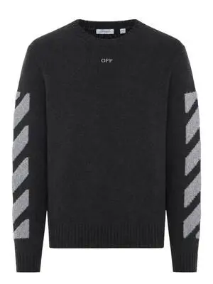 Off-White Diagonals Fuzzy Knit Sweater - No