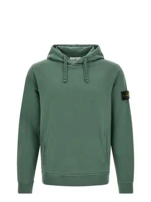 Stone Island Logo Patch Drawstring Hoodie - Green