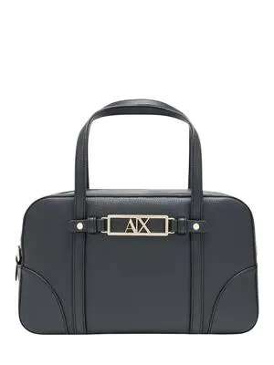 Armani Exchange Logo-plaque Leather Tote Bag - Black