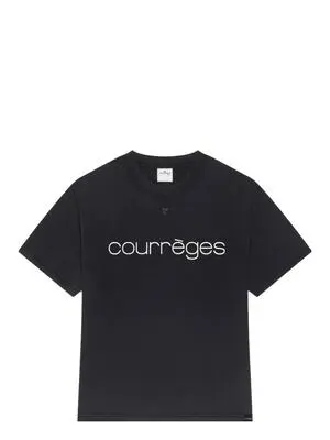 COURREGES Logo-print Stonewashed T-shirt - Black