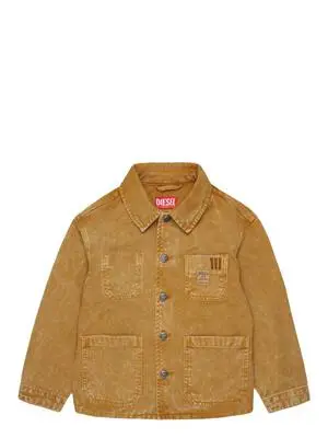 DIESEL® Embroidered-logo Denim Jacket - Brown