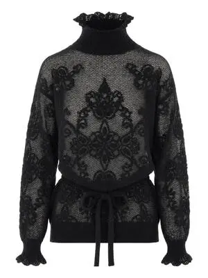 TWINSET Jacquard Lace Maxi Jumper - Black