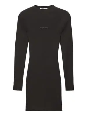 Alexander Wang Logo Long-sleeved Crewneck Mini Dress - No