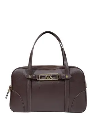 Armani Exchange Top Handle Bag With Structured Silhouette - Black