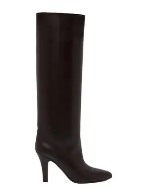 THE ROW High Top Round Head Boots - Lacquer Brown